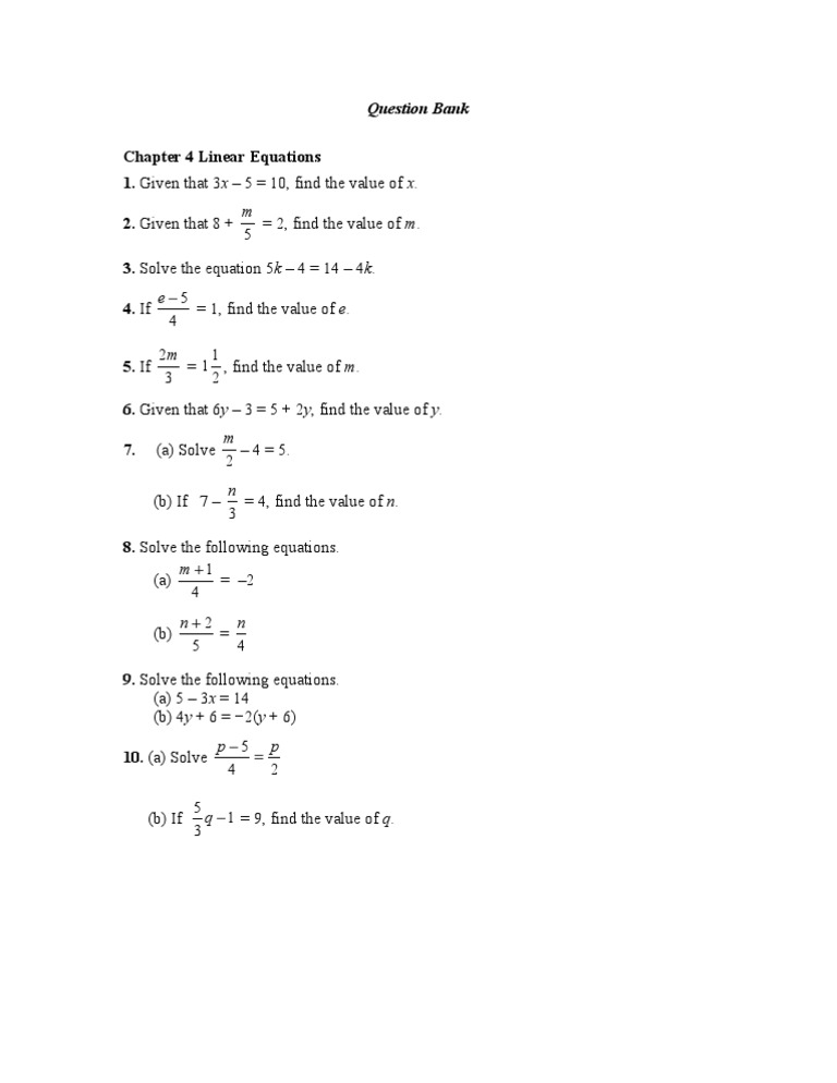 Maths Form 2: Chapter 4 - Linear Equation | PDF | Teaching Methods ...