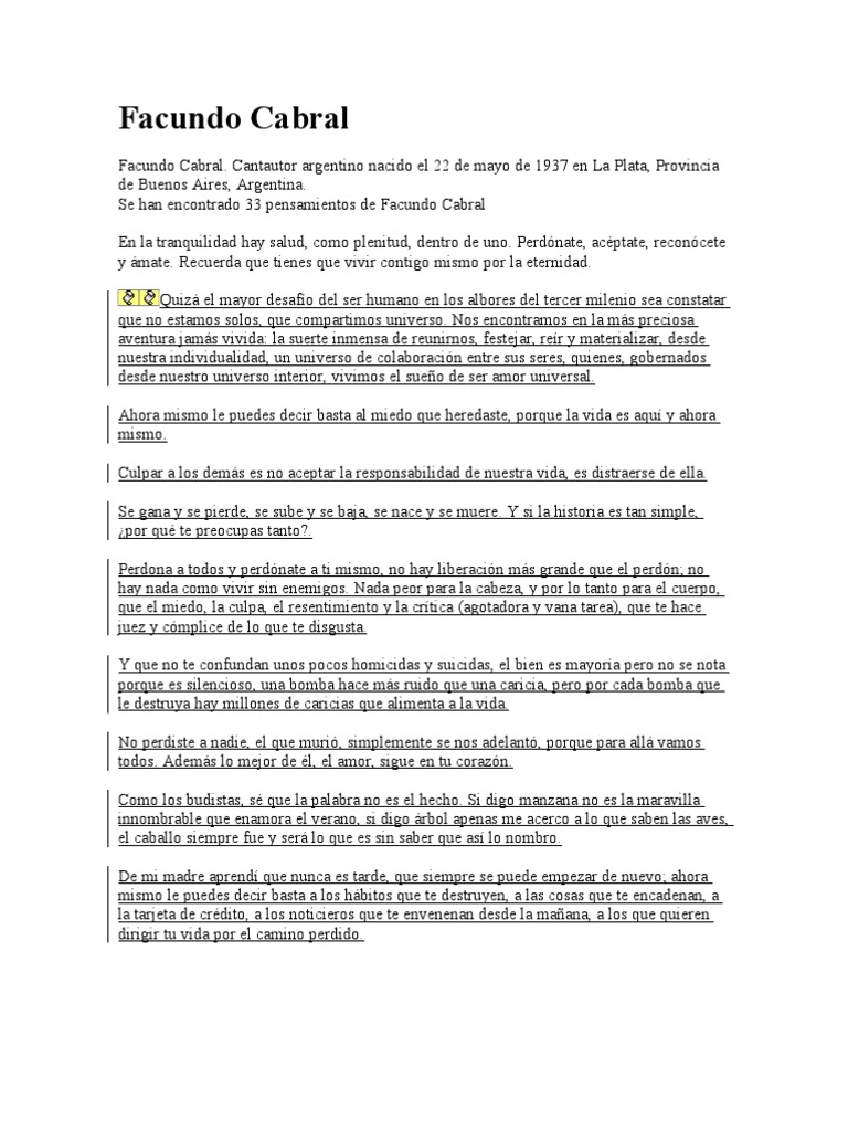 Facundo Cabral | PDF | Felicidad | Amor