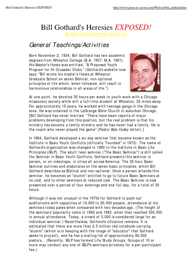 Bill Gothard's Heresies EXPOSED! | PDF | Divine Grace | Dispensationalism
