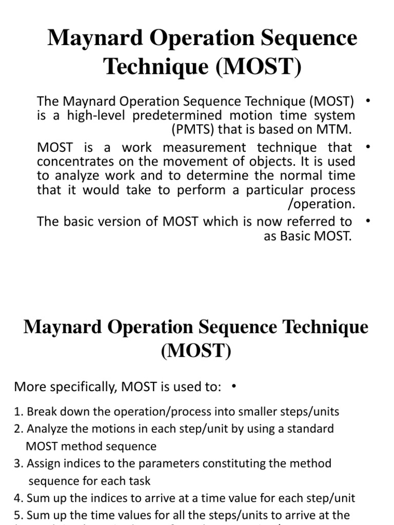 Maynard Operation Sequence Technique (MOST) | PDF | Computing And Information Technology
