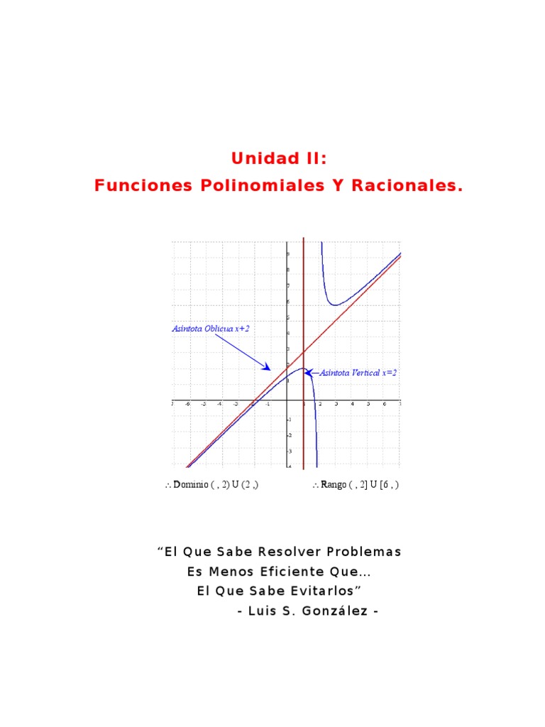Unidad 2 - Funciones Polinomiales Y Racionales | PDF | Asíntota | infinito