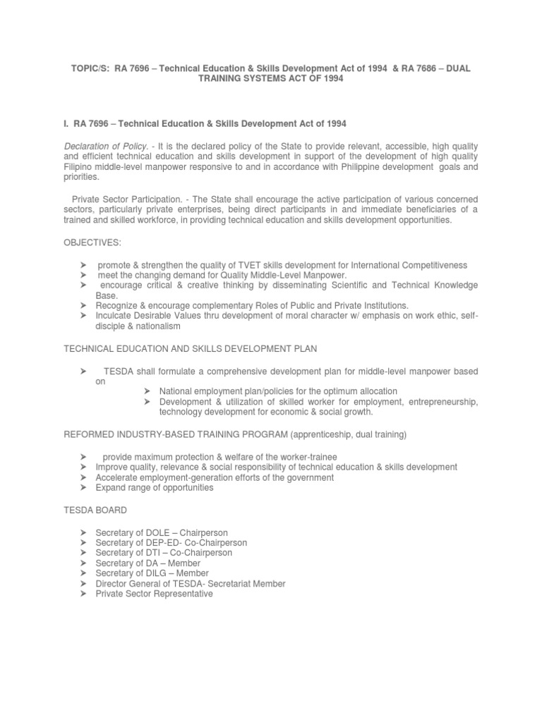 Tesda Report and Analysis | Vocational Education | Apprenticeship