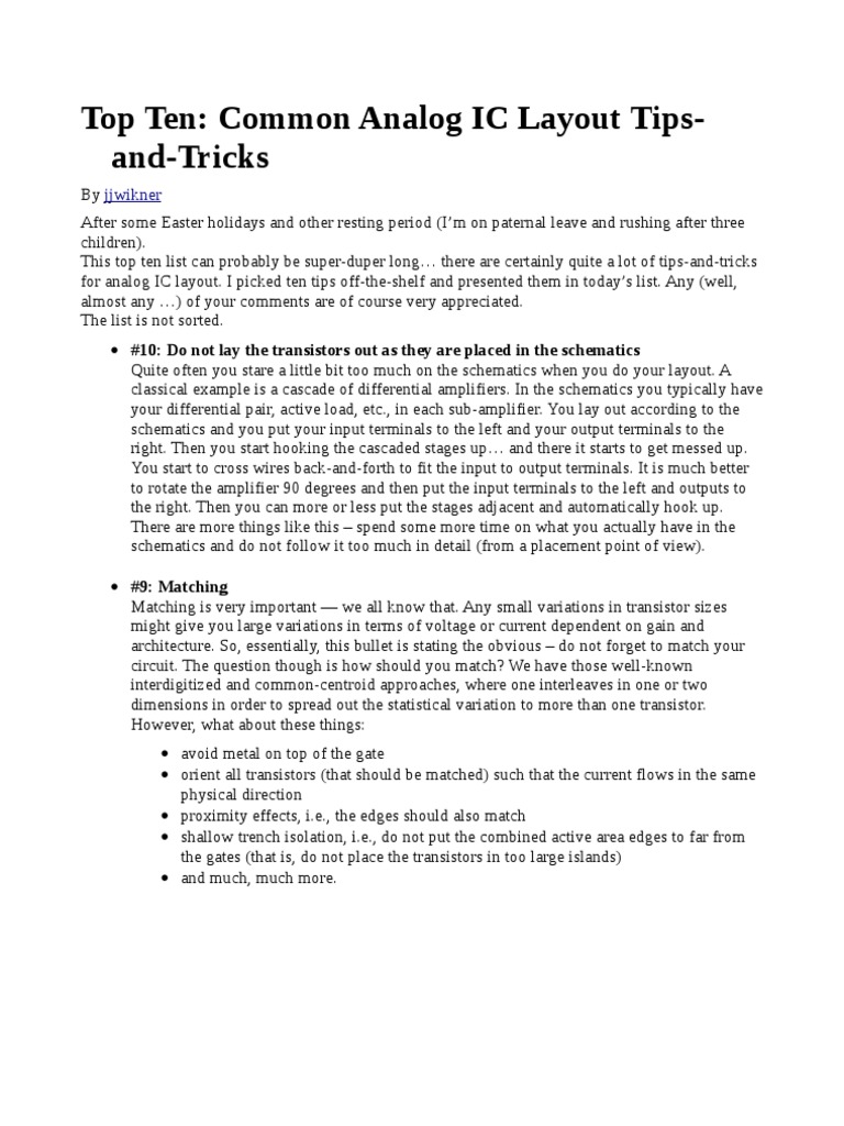 Analog Layout Tips Pdf Electronic Circuits Amplifier
