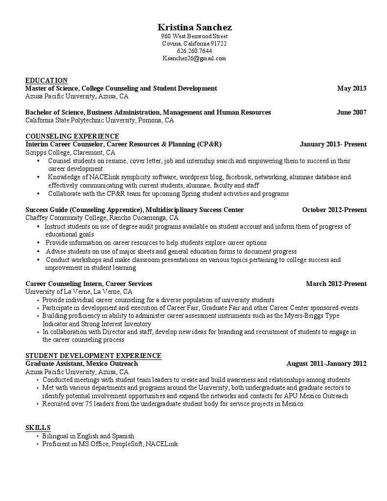 Ks Resume - Student Affairs | PDF | Cognition | Behavior Modification