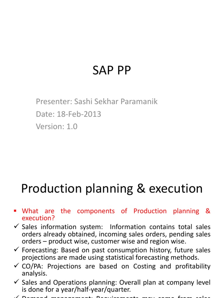 Sap PP | PDF | Production And Manufacturing | Business