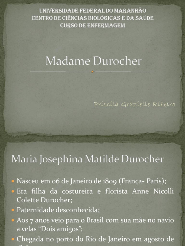 Madame Durocher: Pioneira na Medicina Brasileira | PDF | Parteira | Remédio