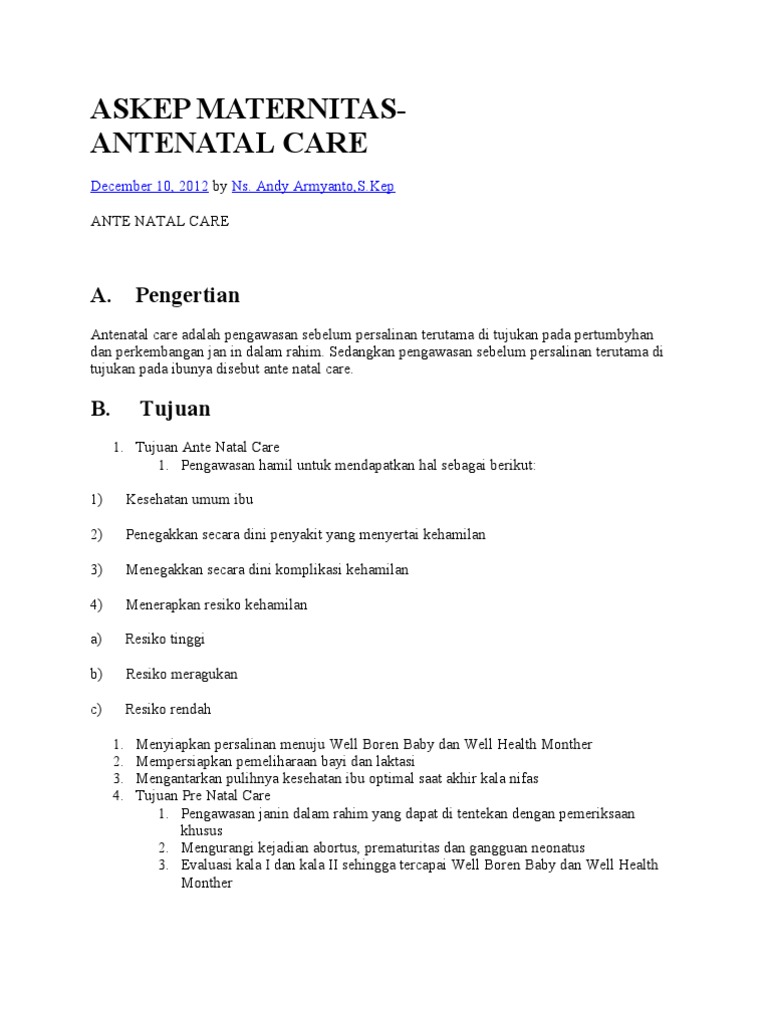 Askep Maternitas Anc | PDF | Kesehatan Holistik