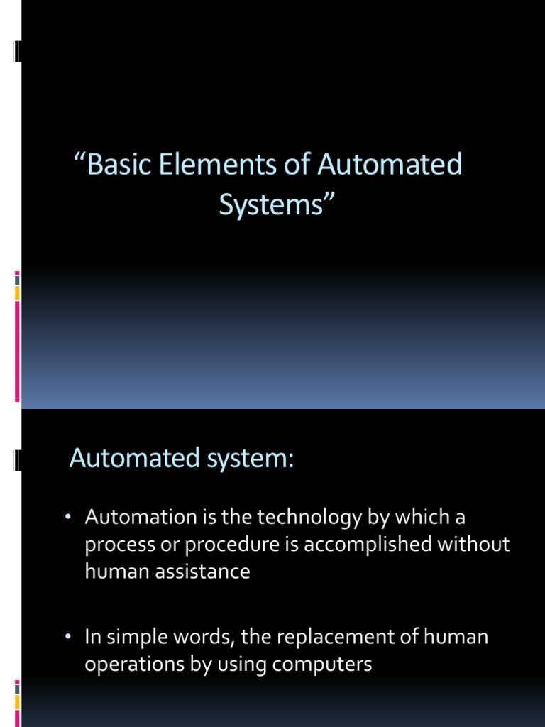 Basic Elements of Automated Systems | PDF