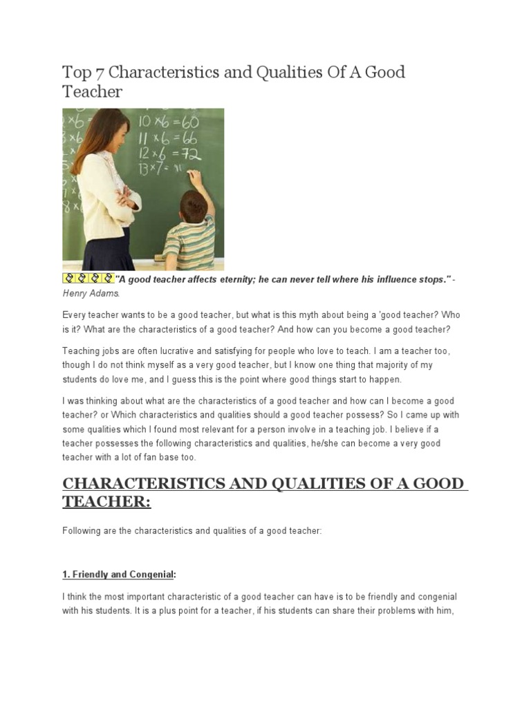 Top 7 Characteristics and Qualities of a Good Teacher | Teachers ...