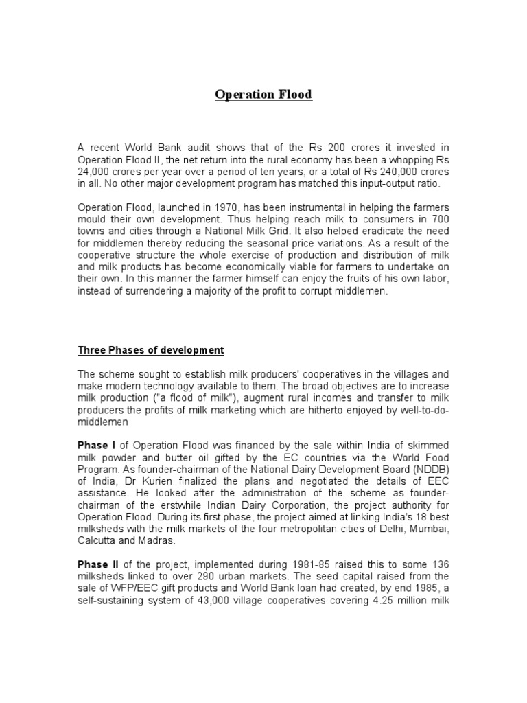 Operation Flood | Download Free PDF | Food And Drink | Economies