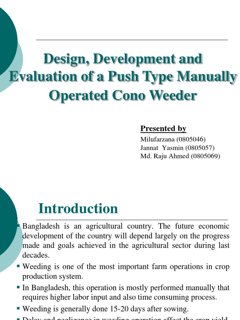 Design of Weeder | PDF | Rice | Agriculture
