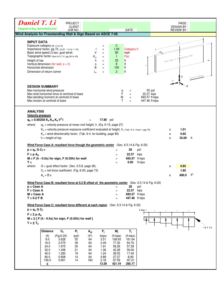 Wind - Sign Board (ASCE 7-05) | PDF