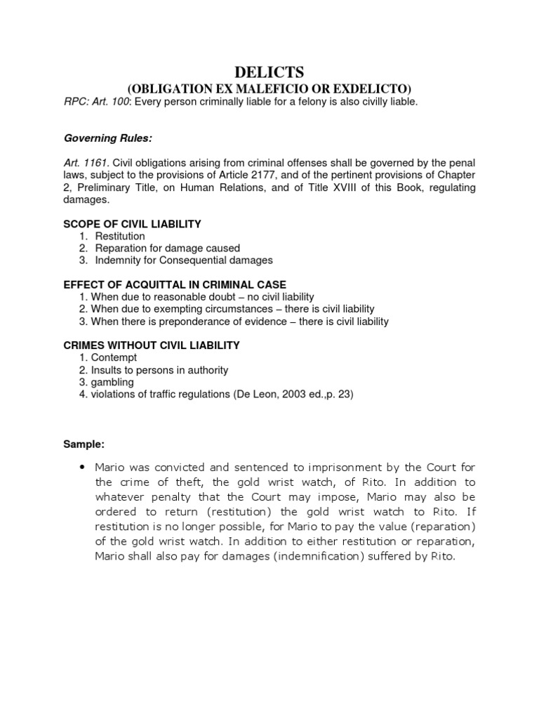 DELICTS and Quasi-Delicts (Paras) | Negligence | Burden Of Proof (Law)