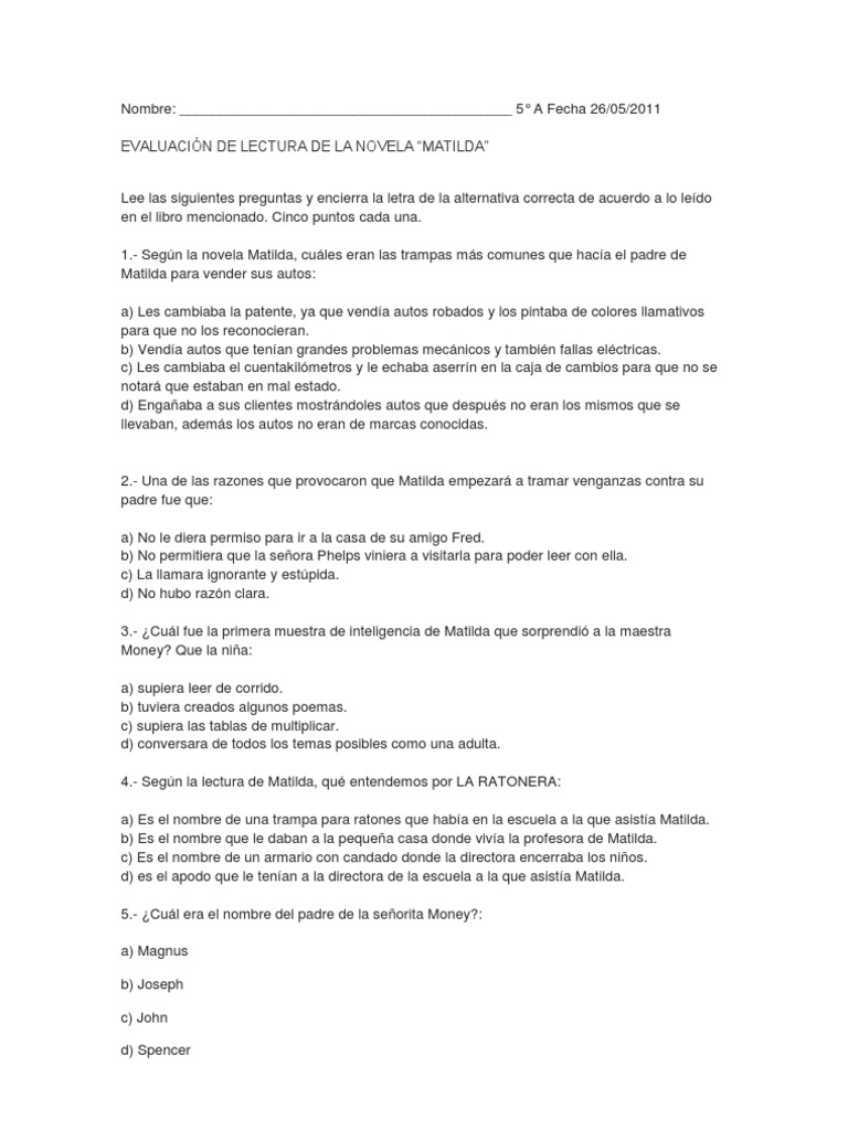 Prueba Matilda 2 | PDF