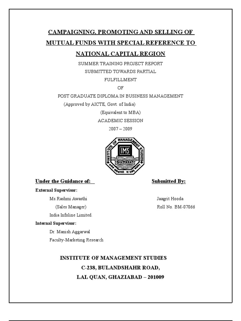 Promoting Mutual Funds in NCR Region | PDF | Mutual Funds | Investing