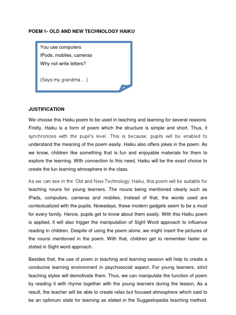 Haiku for Teaching Technology Nouns | PDF | Poetry | Haiku