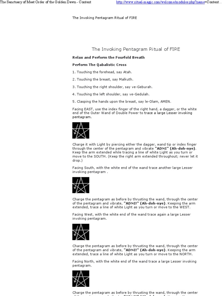 Invoking Fire Pentagram Ritual | PDF | Archangel | Religious Belief And ...