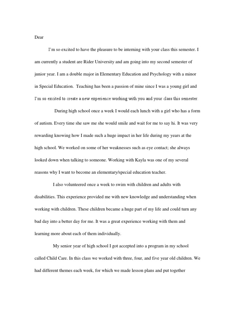 Letter To Cooperating Teacher | PDF | Special Education | Teachers