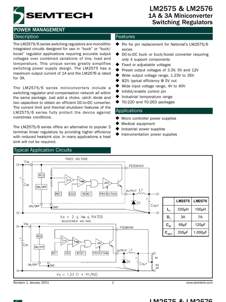 Datasheet LM2576T | Capacitor | Power Supply