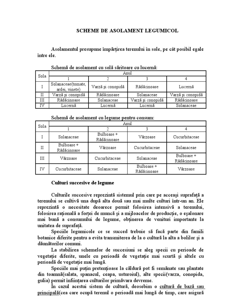 Scheme de Asolament Legumicol | PDF