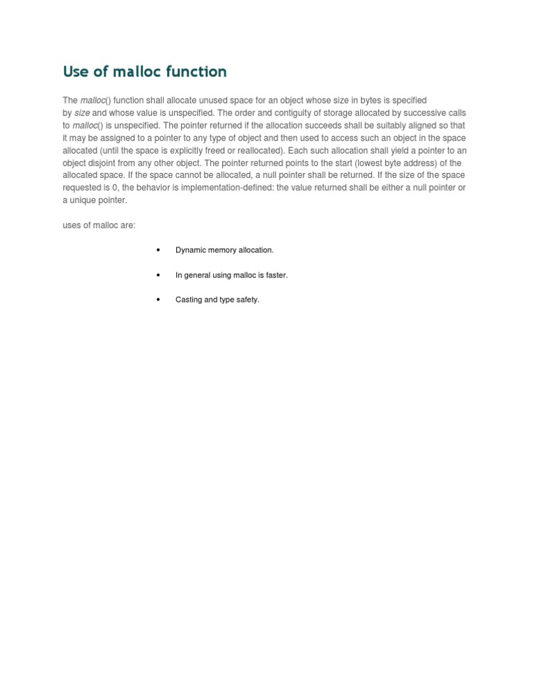 Use of Malloc Function | PDF