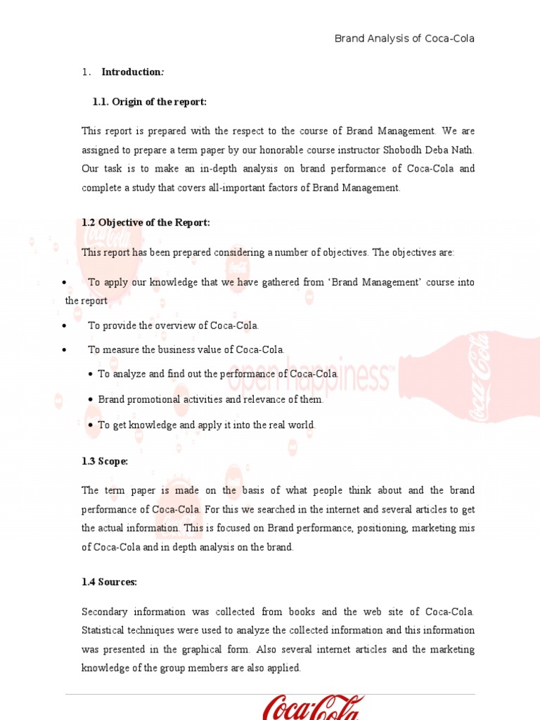 Coca-Cola Brand Performance Analysis | PDF | Coca Cola | The Coca Cola ...