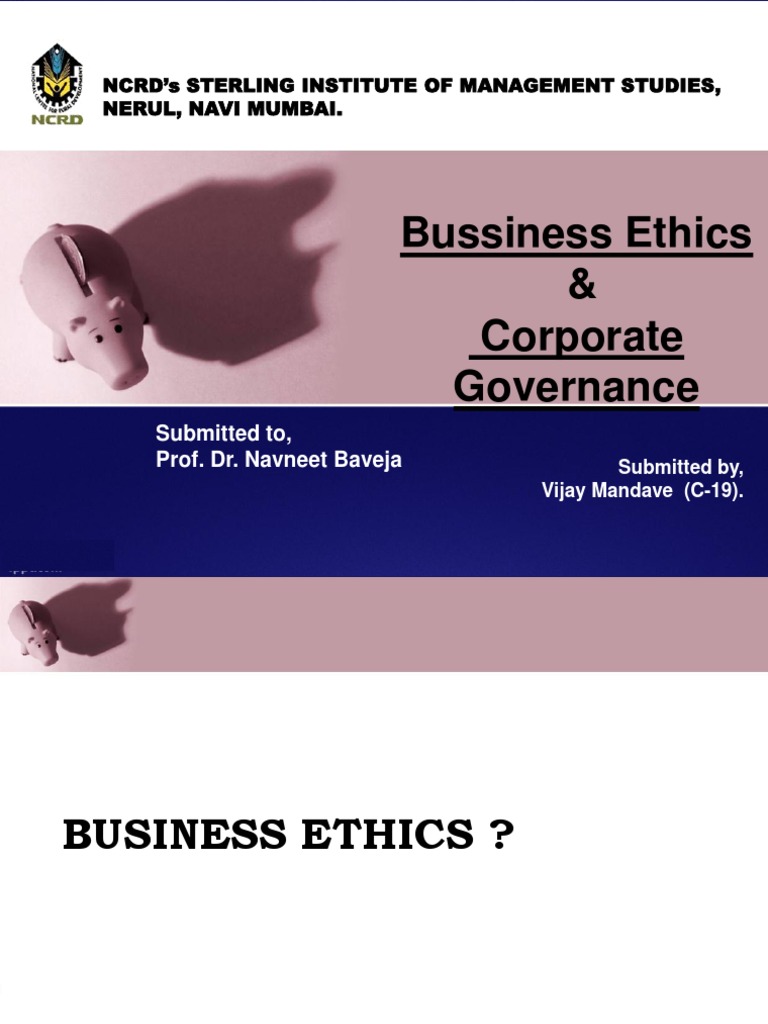 Business Ethics and corporate governance | Business Ethics | Morality