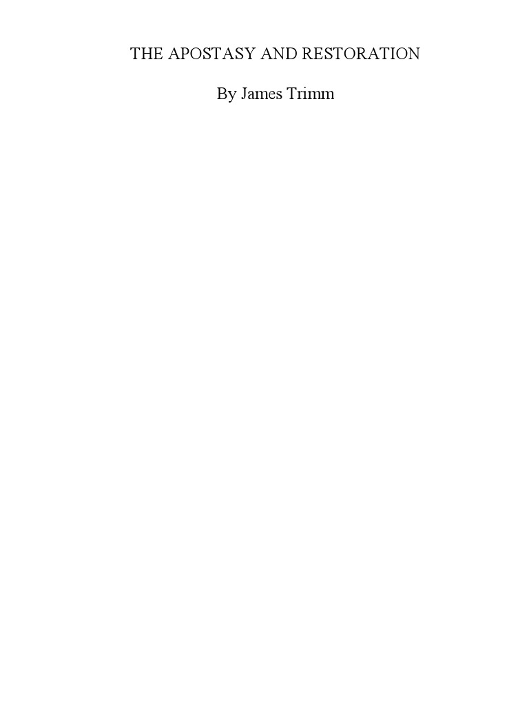 The Apostasy and Restoration by James Trimm | PDF | Ancient ...