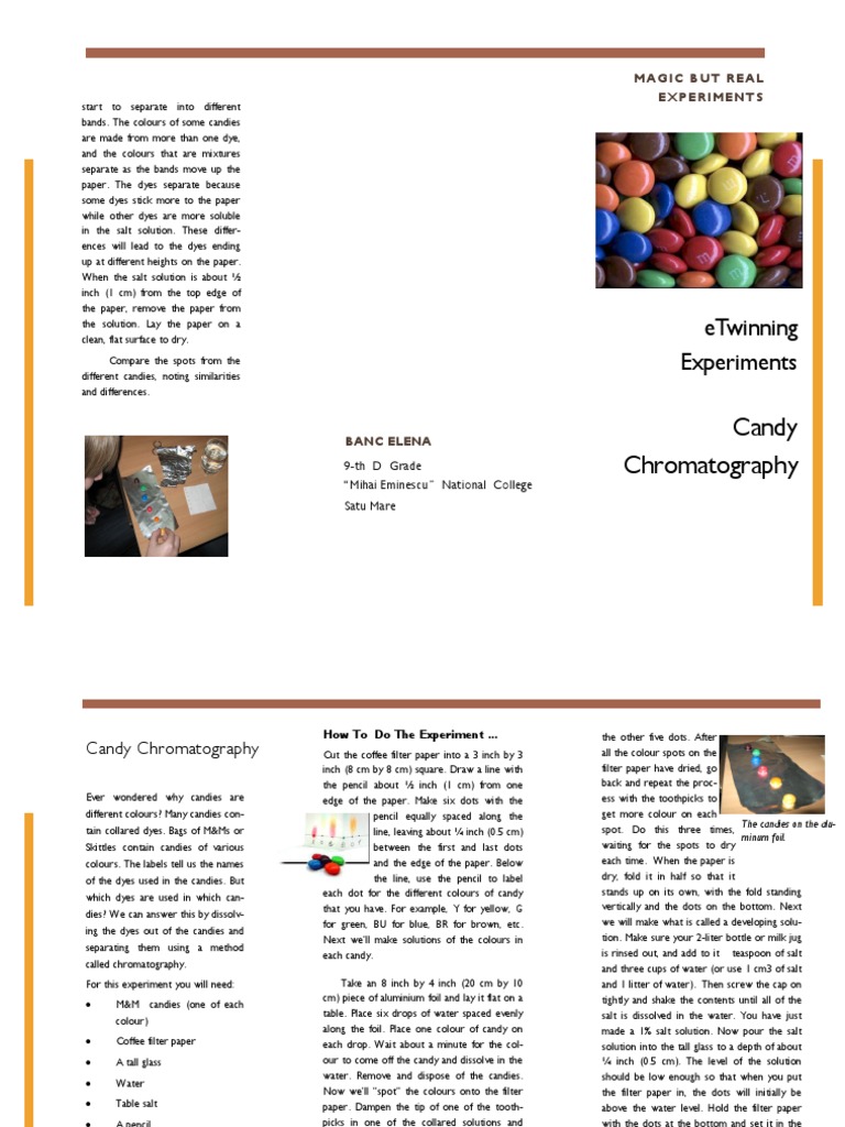 Candy Chromatography: Etwinning Experiments | PDF | Industrial ...