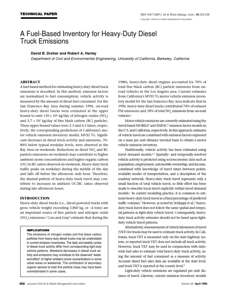 Fuel-Based Inventory For Heavy-Duty Diesel | PDF | Air Pollution ...