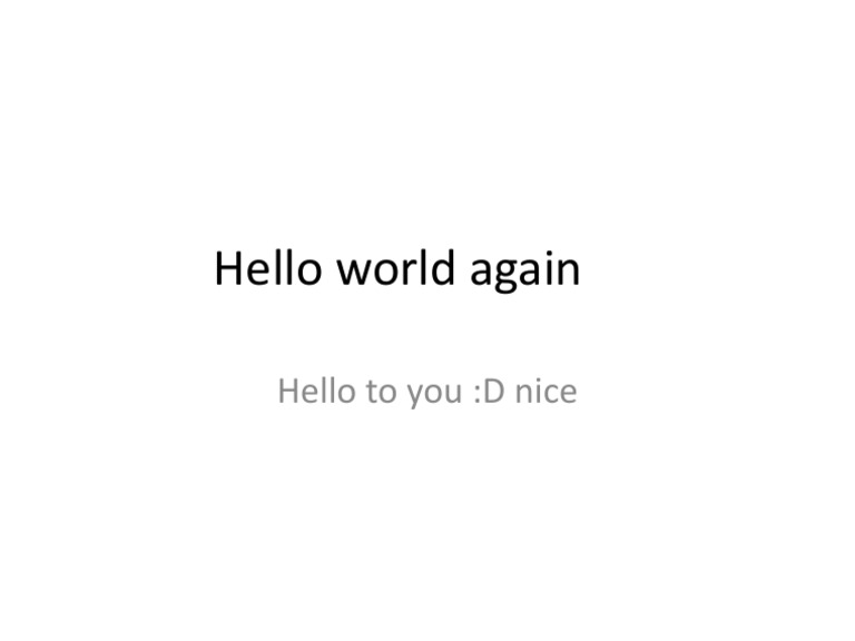 Hello Again | PDF