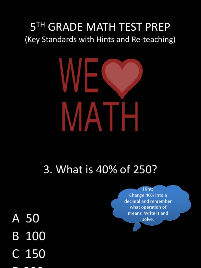 5th Grade CST Math Prep Key Standards With Hints and Explanations | PDF ...