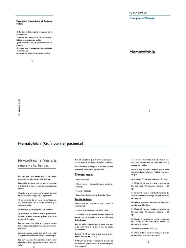 Hematofobia Guía para El Paciente | PDF | Fobia | Enfermedades y trastornos
