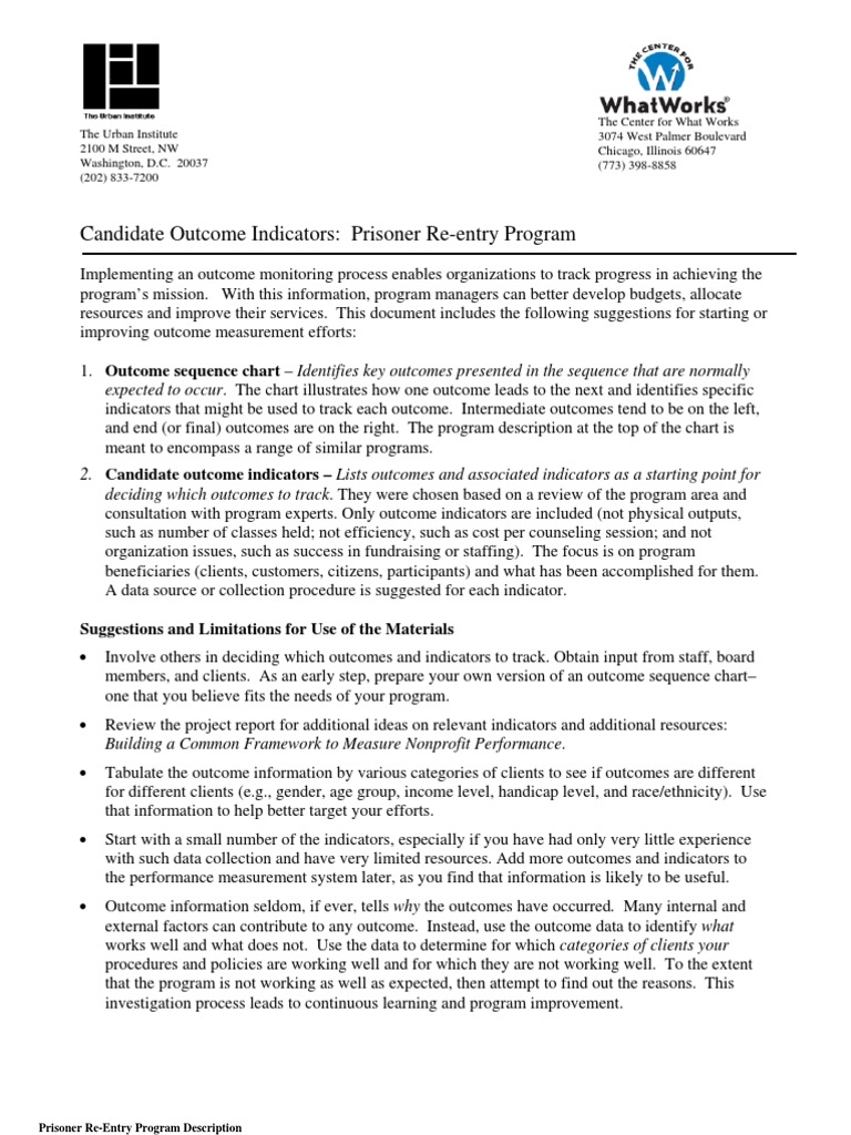 Prisoner Re-Entry Program Outcomes | PDF | Recidivism | Prison
