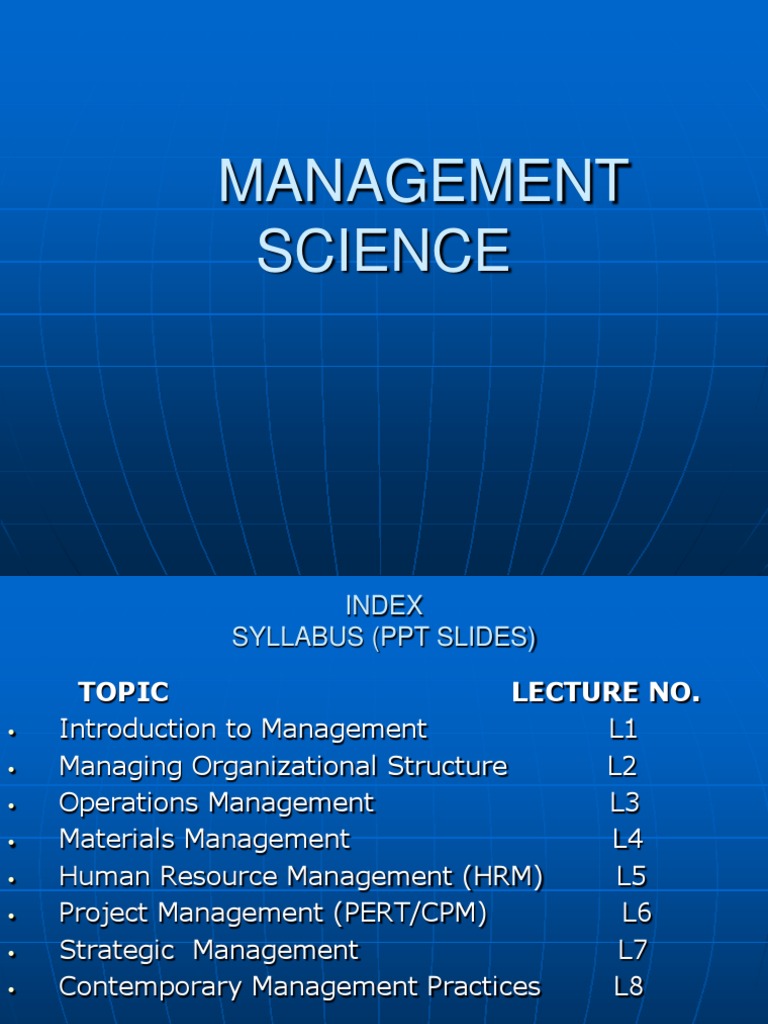Management Science Syllabus Overview | PDF | Goal | Systems Science