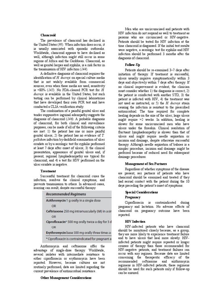 Chancroid: Ducreyi Is Available in The United States, But Such | PDF ...