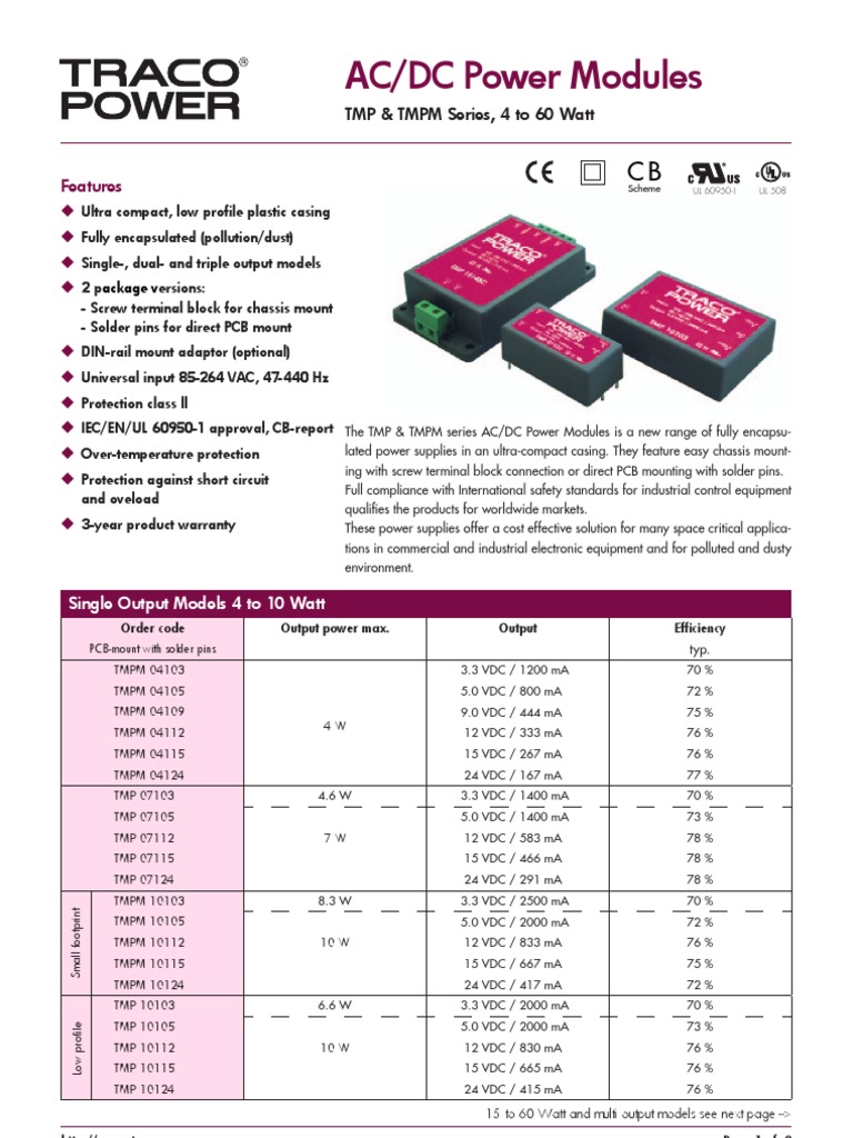 AC/DC Power Modules: Features | PDF | Electromagnetic Compatibility ...