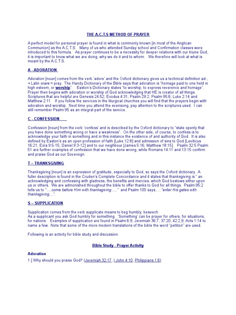 ACTS Method of Prayer