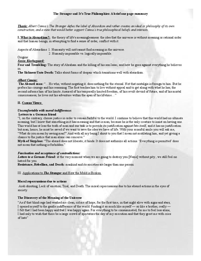 Handout For Camus | Download Free PDF | Western Philosophy ...
