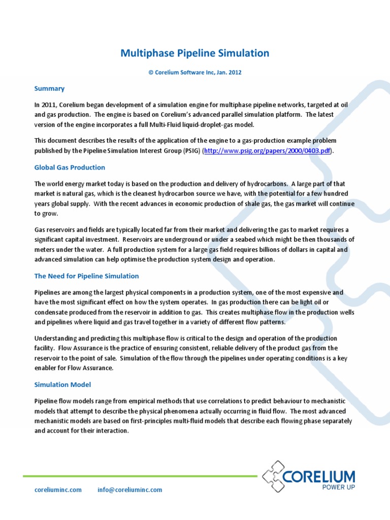 Multiphase Pipeline Simulation 2012 Pdf Natural Gas Fluid Dynamics
