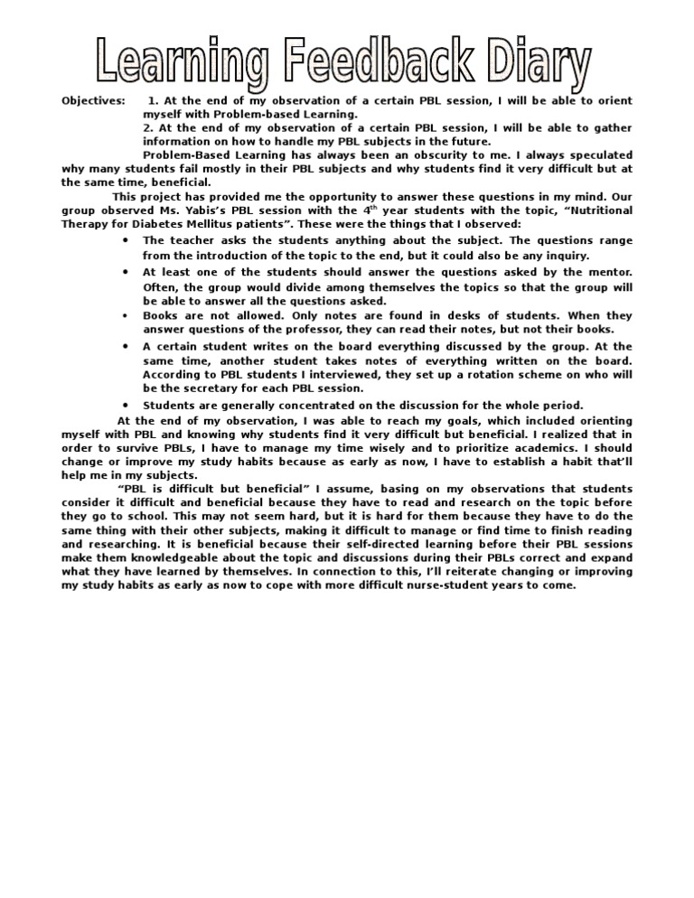 Learning Feedback Diary | PDF | Cognitive Science | Psychotherapy