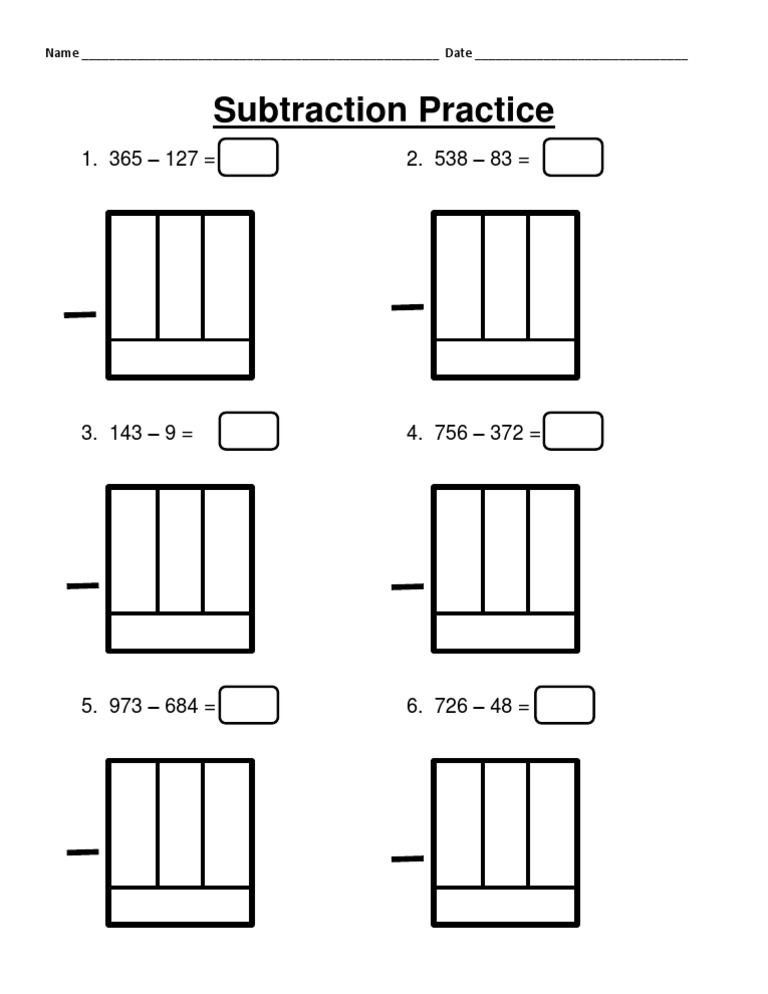 Subtraction Practice Worksheet | PDF | Career & Growth