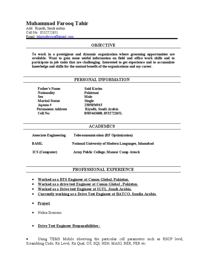 Muhammad Farooq Tahir CV | PDF | Saudi Arabia | Email