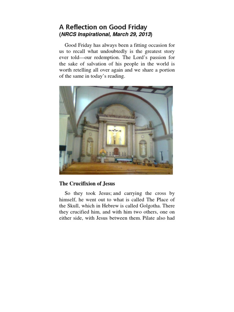 A Reflection On Good Friday | PDF | Pontius Pilate | Crucifixion