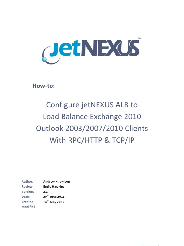 JetNEXUS ALB Howto Loadbalance Exchange | PDF | Port (Computer Networking) | Load Balancing ...