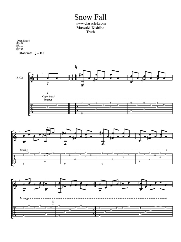 Snow Fall by Masaaki Kishibe Guitar Tab | PDF
