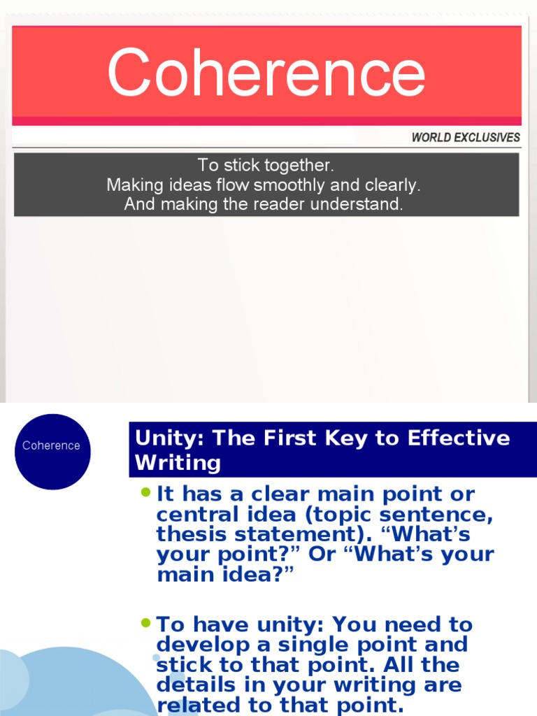 Coherence, Cohesion, Unity | PDF | Pronoun | Style (Fiction)