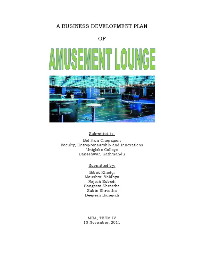 Amusement Lounge Business Plan | PDF | Revenue | Market Segmentation