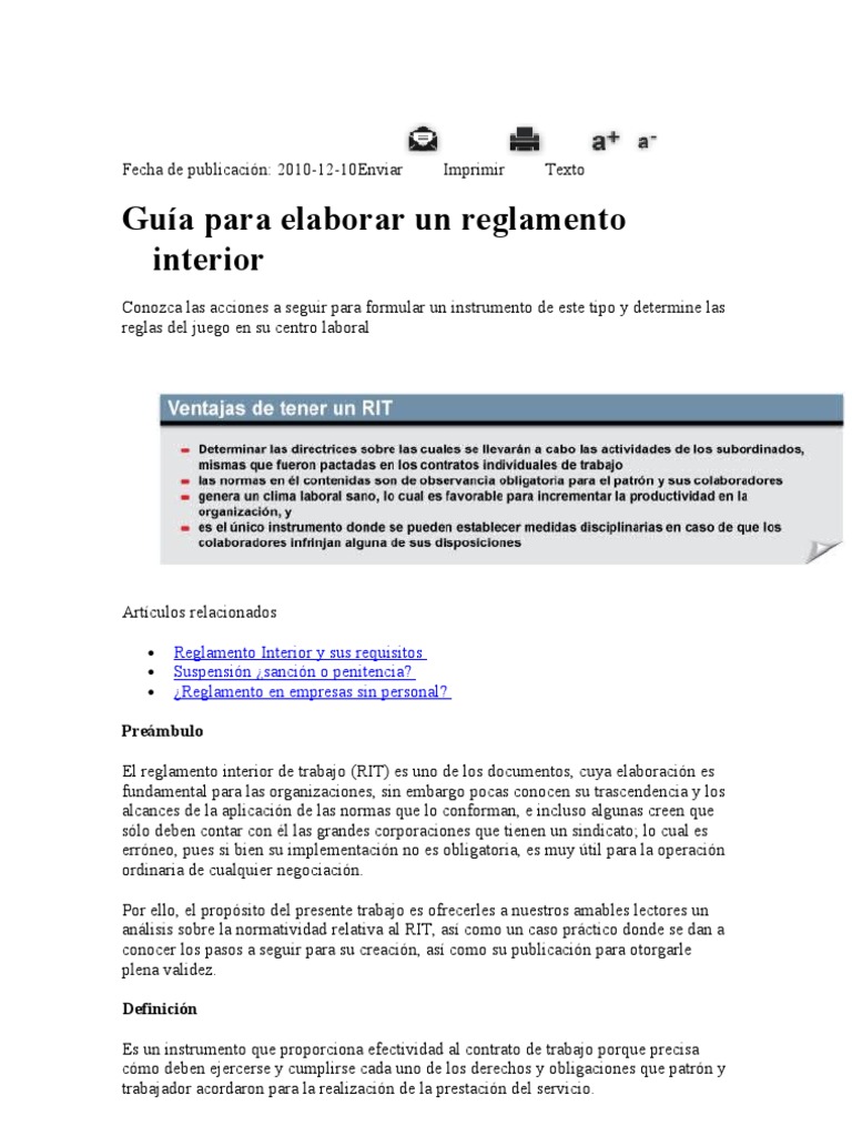 Guia para Elaborar Un Reglamento Interior | PDF | Derecho laboral ...