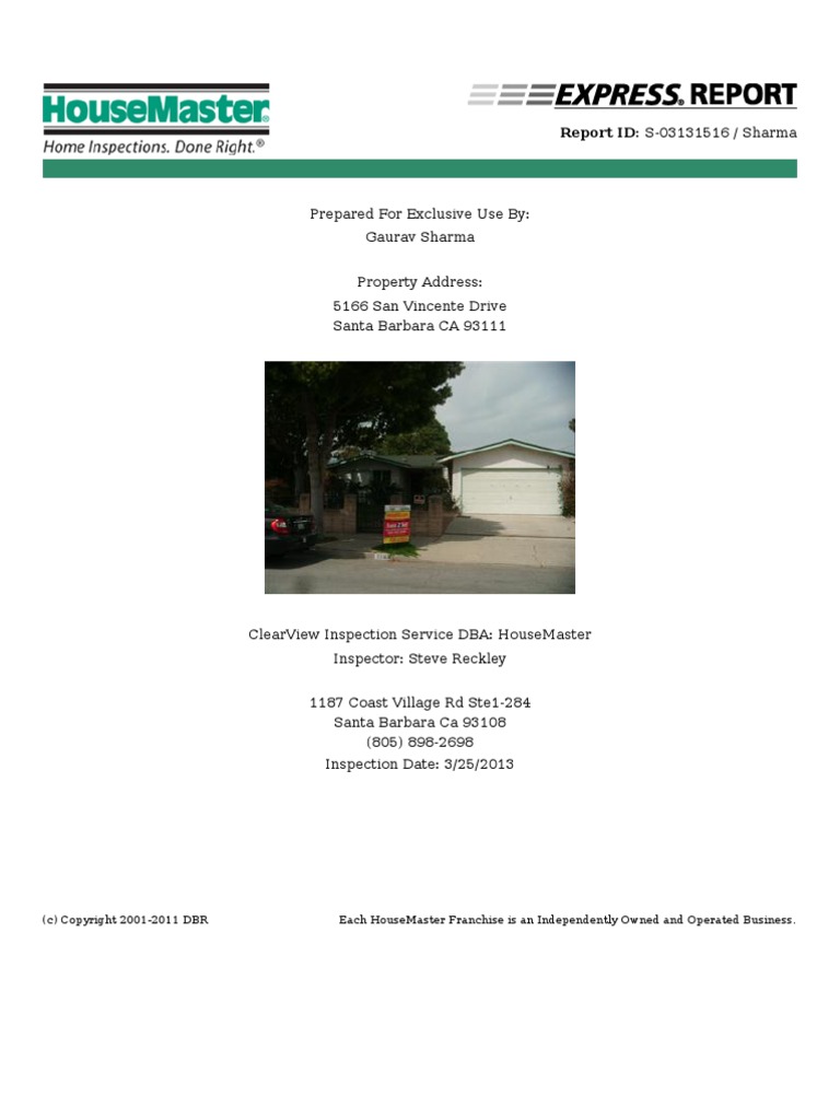 Inspection Report | PDF | Shower | Chimney